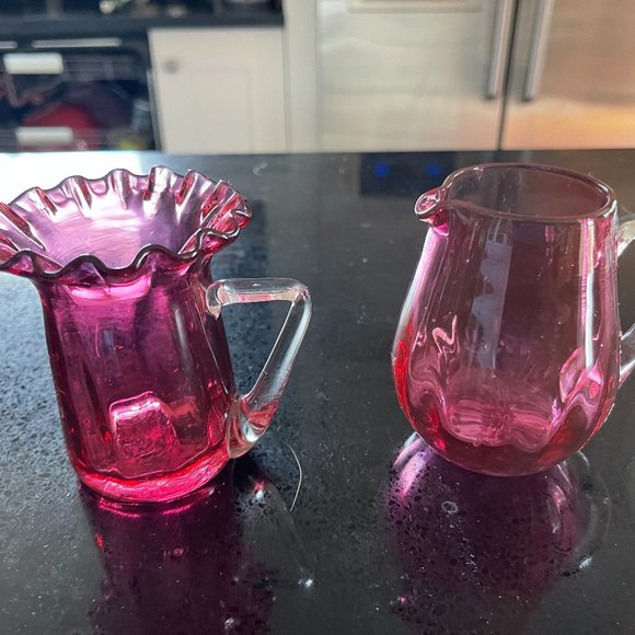 Pilgrim | Dining | Vintage Cranberry Pilgram Glass Milk Mini Pitchers ...